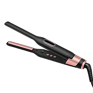 Pencil Flat Iron,Small Flat Iron for Short Hair,Beard and Pixie Cut,1/2 Inch Fast Heating Titanium Ceramic Mini Hair Straightener with Dual Voltage & Adjustable Temperature,Auto Shut Off