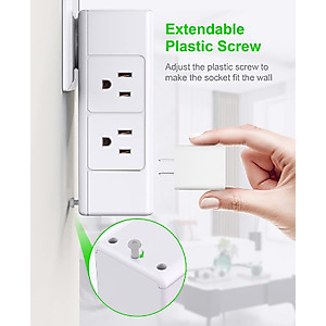 2 Prong Power Strip with Rotating Plug, EyGde Multi Plug Outlet Extender, Multiple Outlet Splitter(3 Sided 6 Sockets) and 4 USB Ports, Wall Adapter Surge Protector (1700J) for Travel, Office, White