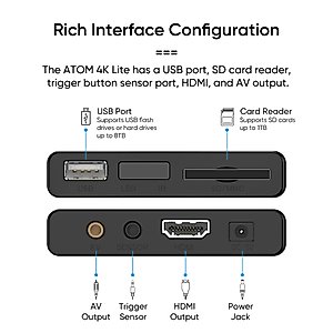 NEUMI Atom 4K Lite Ultra-HD Digital Media Player with Motion Sensor and Push Button Trigger Bundle, Plays 4K/UHD Videos from USB Drives and SD Cards, HEVC/H.265, HDMI, Automatic Playback and Looping