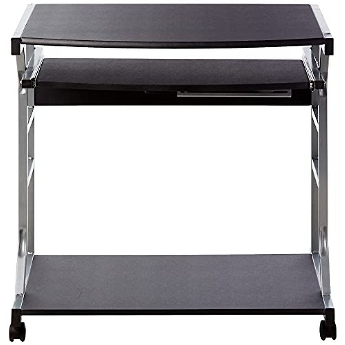 Target Marketing Systems Berkeley Mobile Desk with Pull Out Keyboard Tray and Lockable Wheels, Modern Rolling Laptop Table Ideal for Working from Home, 27.5", Black