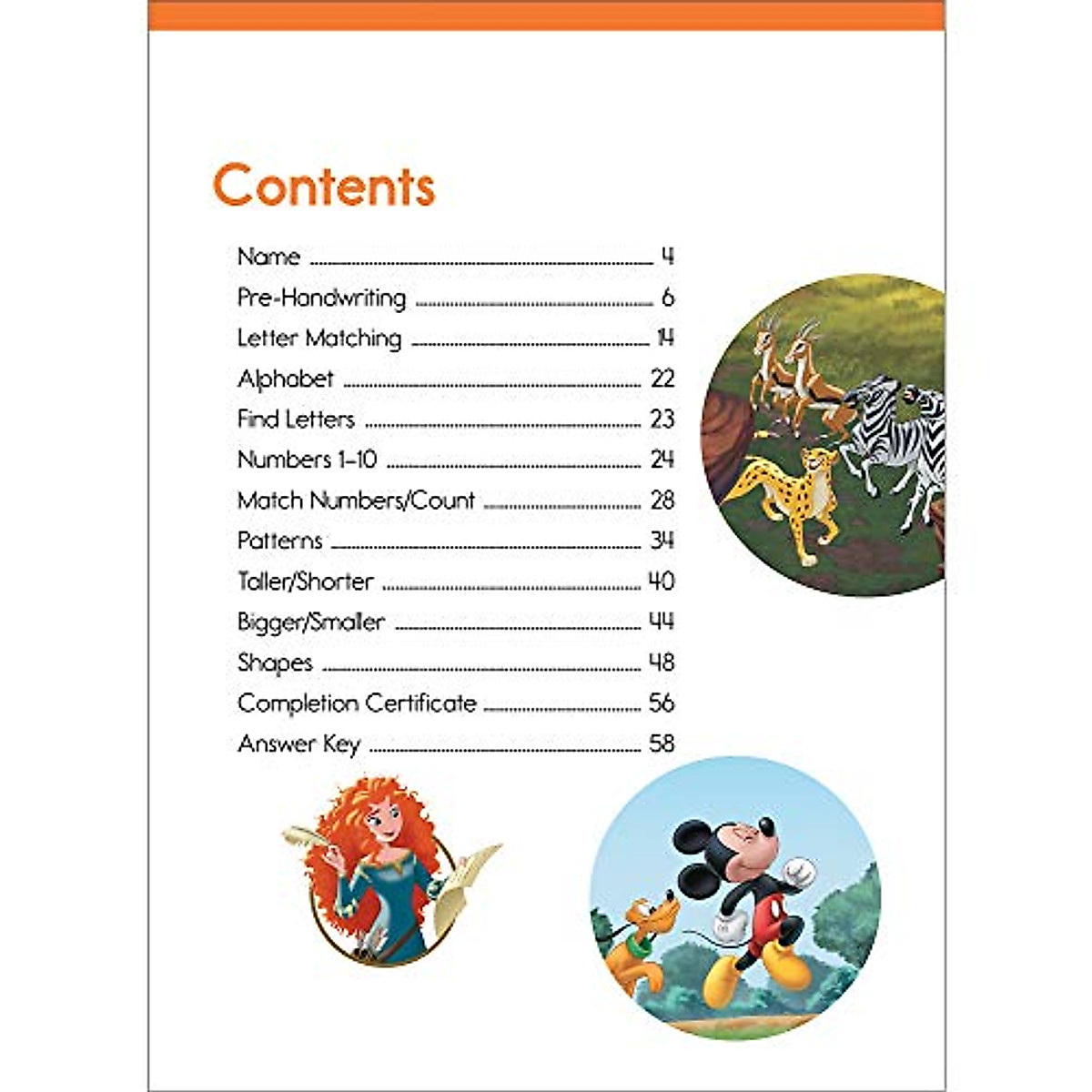 Disney Learning Preschool Basic Skills Workbook―Handwriting, Letter Recognition, Counting, Language Arts and Math Practice for Ages 4-5, Smart Skills Series (64 pgs)