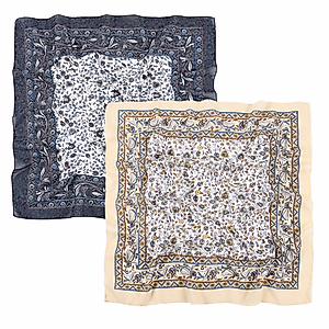 K-Elewon 27.5” Women Medium Square Scarf Cotton Head Scarf- 2PCS Neck Scarf Hair Scarf Head Sleeping Wraps Scarfs for Women H07-08