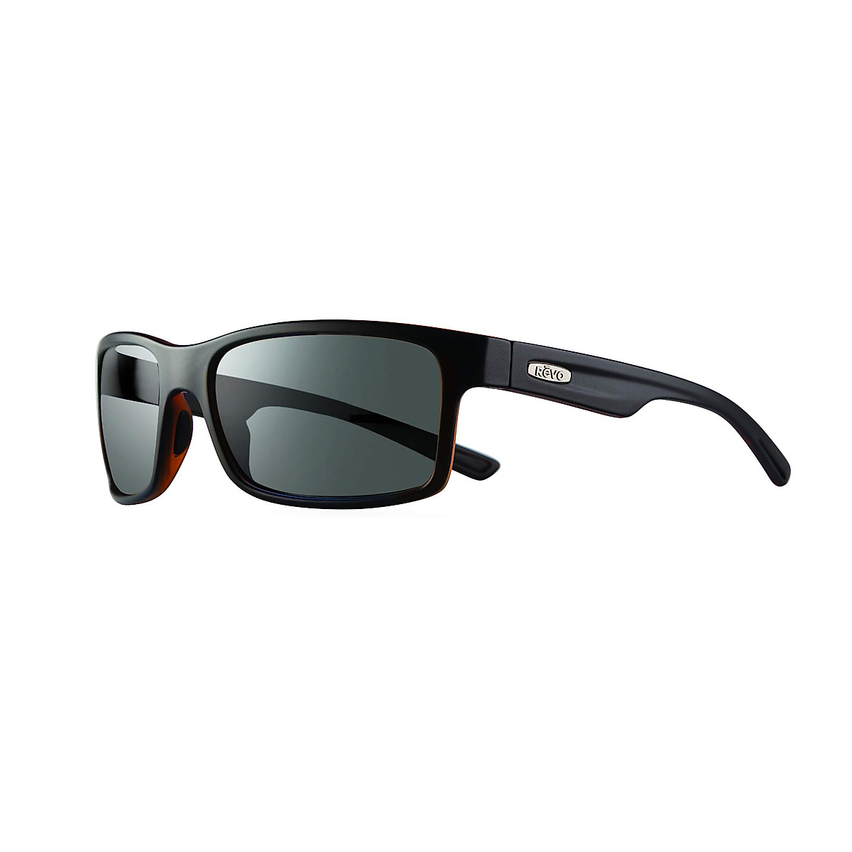 Revo Sunglasses Crawler: Polarized Performance Rectangle Sport Wrap Frame, Matte Black Tortoise Frame with Graphite Lens