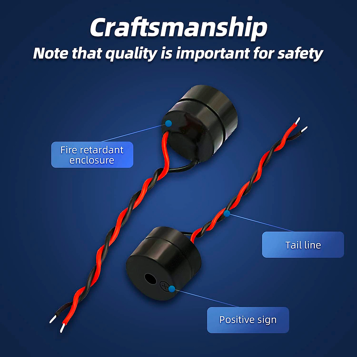 DaFuRui 30Pcs DC 12V Electronic DC Buzzer 5v Alarm Active Piezo Beep Sound ABS Housing 85dB Wired Connector Black