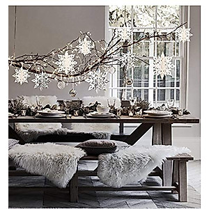 24Pcs Snowflake Christmas Hanging Party Decor Supplies,12 PCS 3D Silver Snowflakes & 12PCS 3D White Paper Snowflakes Hanging Garland for Christmas Winter Holiday New Year Wonderland Party Decoration