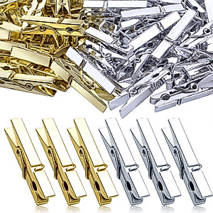 Hmjpng 100pcs Mini Plastic Clothespins Clips Photo Picture Clips Clothes Line Utility Clips for Office Home Supplies Christmas Party Birthday Decorative Accessories, 2 Colors, 34 mm x 5 mm x 7 mm