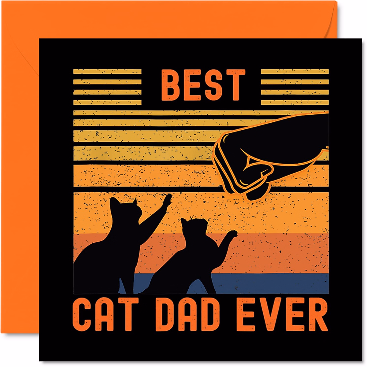 Birthday Cards for Dad from the Cat - Best Cat Dad Ever - Cat Fathers Day Card from Cat for Dad, Funny Cat Dad Papa Pops Gifts, 5.7 x 5.7 Inch Joke Happy Birthday Greeting Cards Gift for Daddy Papa