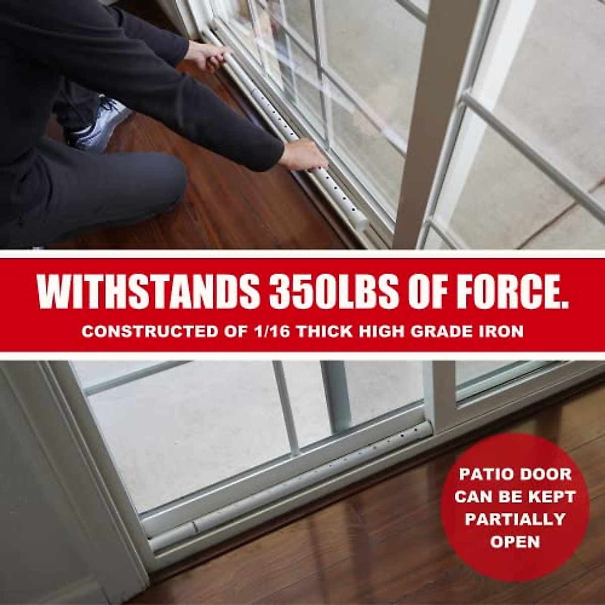 SECURITYMAN Adjustable Door Security Bar - Constructed of High Grade Iron - Great for Apartment Security or Home Protection Door Stoppers -(22.25” - 43.7” for Doors) (22.25” - 39.25” for Patio), White