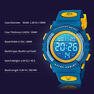 Kids Watch,Boys Watch for 3-15 Year Old Boys,Digital Sport Outdoor Multifunctional Chronograph LED 50 M Waterproof Alarm Calendar Analog Watch for Children with Silicone Band,Kids Gift