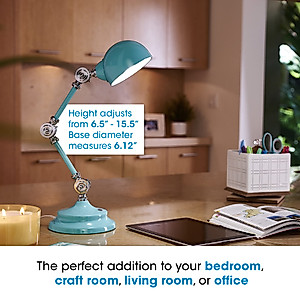 OttLite Revive LED Desk Lamp with ClearSun LED Technology, Turquoise – 3 Brightness Settings, Touch Activated Controls, USB Charging Port & 3 Adjustable Knobs for Precise Lighting - Great for Reading