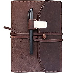 Refillable Leather Journal Writing Notebook - Lay Flat Notebook, Handmade Leather Bound Diary for Men & Women, Gift for Travel Diary, Creative Writing & Art Sketchbook to Write in, Large 6x8