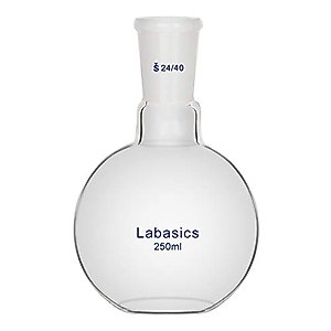 Labasics Glass 250ml Single Neck Flat Bottom Boiling Flask, with 24/40 Standard Taper Outer Joint, 250ml