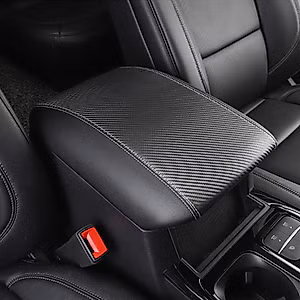 INTGET Car Center Console Armrest Cover for 2023 2022 Ford Explorer Accessories 2020 2021 Leather Middle Arm Rest Dog Seat Cover Console Lid Protector(Carbon Fiber Leather)