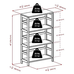 Winsome Torino 4-PC Set Shelf w Fabric Baskets Storage and Organization, Espresso/Black