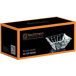 Nachtmann Bossa Nova Collection Dip Bowl Set of 4, Square, 3-Inch, Bowl for Dipping Sauce, Snacks, and Nuts, Chip and Dip Dish, Crystal Clear Glass, Dishwasher Safe