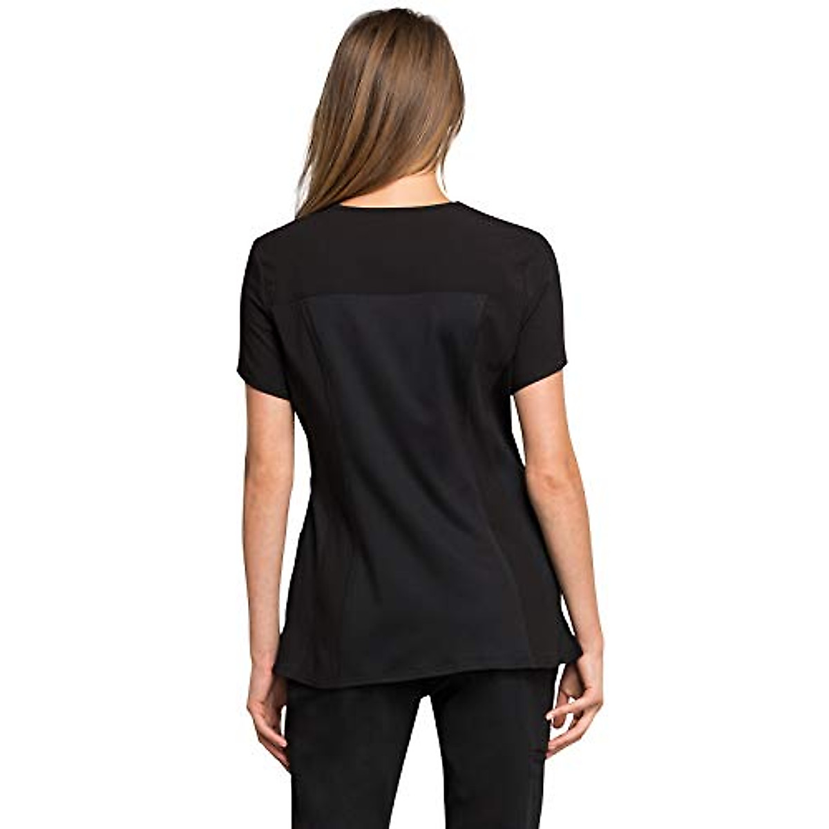 Cherokee Statement Women Scrubs Top Ribbed V-Neck CK695, M, Black