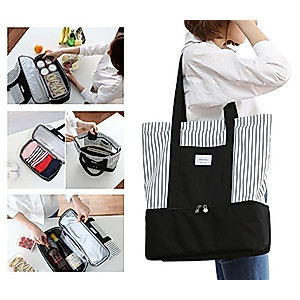 2-in-1 Large Insulated Cooler lunch Tote Bag Ladies Trendy Zippered Teacher Bag Utility Beach Tote Bag for Women