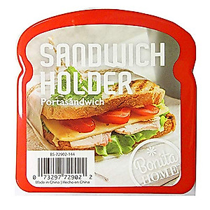 Generic 2 Sandwich Holder Container Keeper Lunch Box Snack Food Storage Hinged Reusable,Red