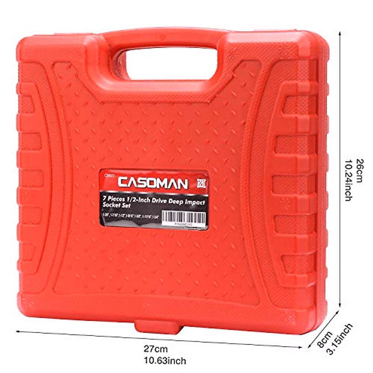 CASOMAN 1/2-Inch Drive Deep Spindle Axle Nut Impact Socket Set, Inch, Cr-Mo, 6-Point, 1-3/8-Inch - 1-3/4-Inch, 7 Piece Axle Socket Set