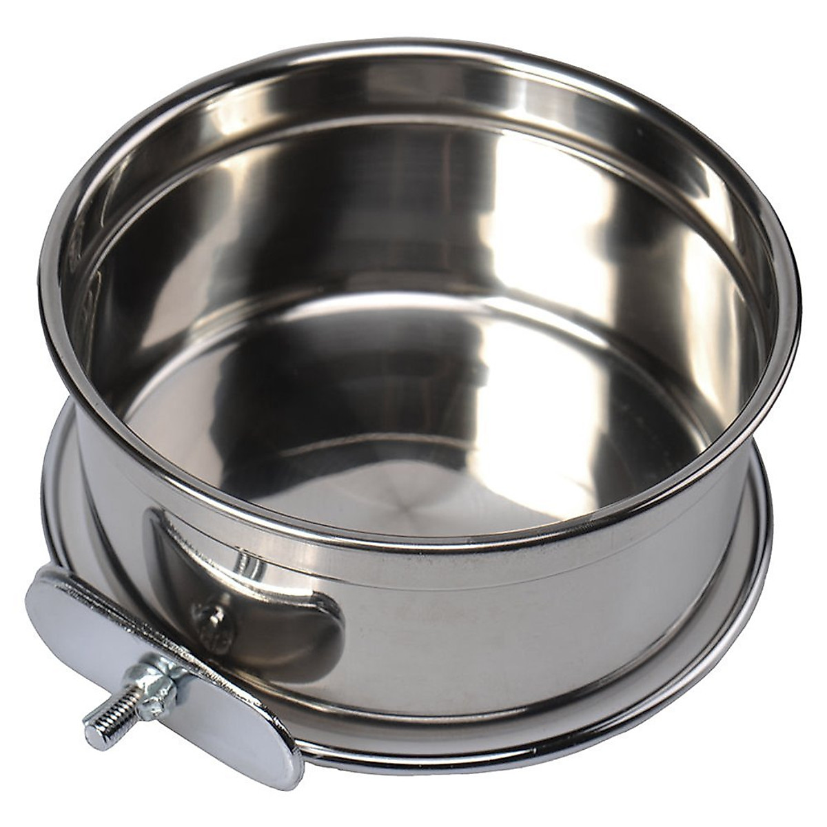 Hypeety Pet Bird Food Feeding and Drinking Hanging Cup Clamp Holder Stainless Steel Hanging Bowl for Parrot Macaw African Greys Budgies Parakeet Cockatiels Conure Lovebirds Finch Pigeon Cage