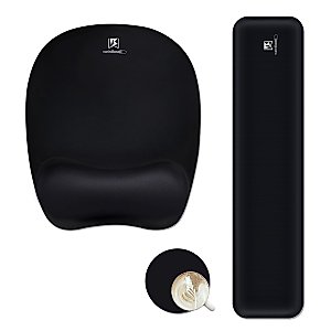 Ergonomic Keyboard Wrist Rest Pad and Mouse Pad Hand Support for Laptop Computer Wrist Rest Support Cushion Memory Foam Set for Office Gaming Easy Typing - Black