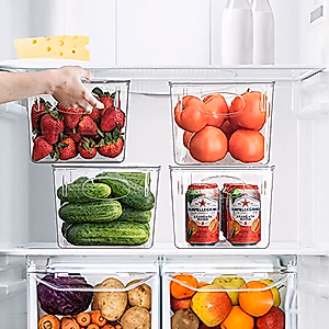 Sorbus Plastic Storage Clear Bins with Lid, Stackable Pantry Organizer Box Bin Containers for Organizing Kitchen Fridge, Food, Snack Pantry Cabinet, Fruit, Vegetables, Bathroom Supplies 4 Pack