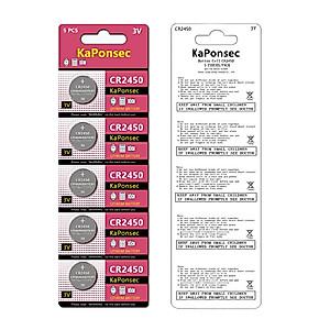 KaPonsec 5PC CR2450 2450 Battery 3V Lithium Battery