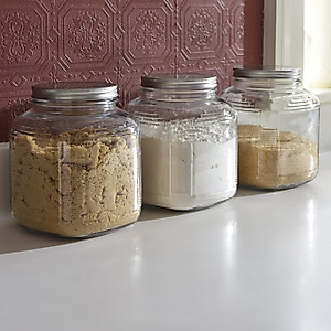 Anchor Hocking 1-Gallon Cracker Jar with Lid, Brushed Aluminum, Set of 4