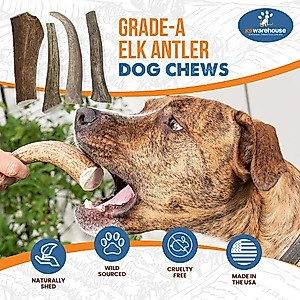K9warehouse Split Antler for Dogs - Natural Dog Antlers for Aggressive Chewers - USA Sourced Elk Antlers for Dogs Small, Medium, Large - Healthy Elk Antlers for Teeth Cleaning & Chewing Pleasure