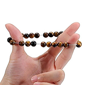 Jovivi 2pcs 8mm Black Obsidian & Tiger Eye Healing Crystal Stone Stretch Bracelets Handmade Natural Round Gemstone Beaded Energy Beads Chakra Bracelet for Women Men Couples Distance Gifts