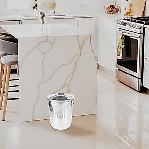 Ciieeo Round with lid Metal Wastebasket 8L Gallon Galvanized Trash Can Metal Garbage Can for Home, Office, Bathroom