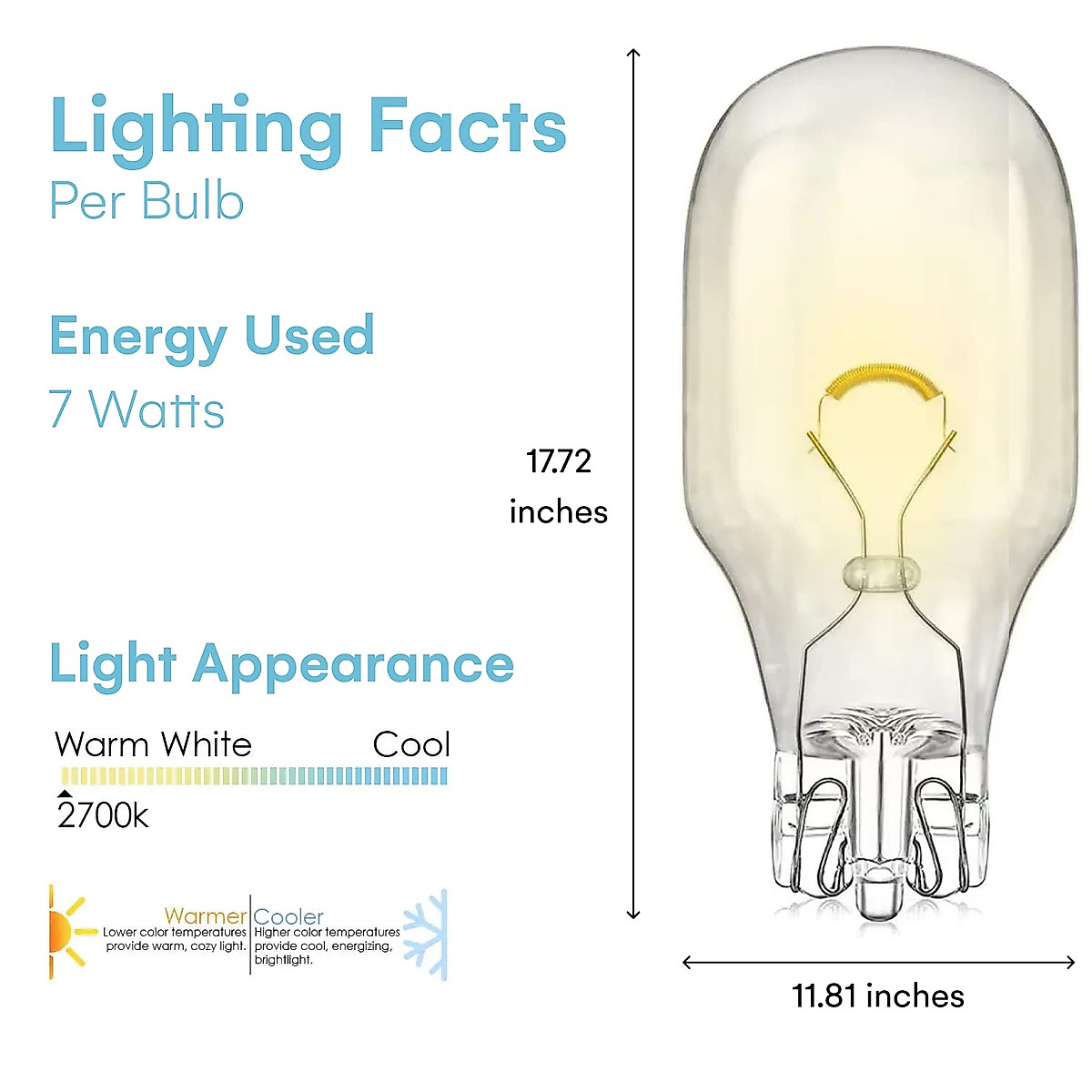 Noa Store 12 Volt 7 Watt Incandescent Light Bulb Pack of 10 Used as Landscape Path Lights, Outdoor Bulb Lights, Decorative Light Bulb, Malibu Light Bulbs, and Night Light Bulbs