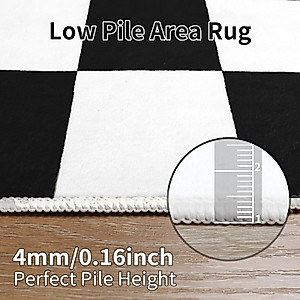 Terrug Black and White Checkered Rug for Living Room Bedroom, 5x7 Soft Washable Area Rug with Non Slip, Low Pile Stain Resistance Carpet for Kids Room Entryway Kitchen Dorm