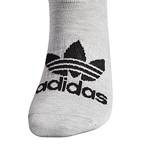 adidas Originals Men's Classic Trefoil Superlite No Show Socks (6-Pair), Heather Grey/White/Black, Large