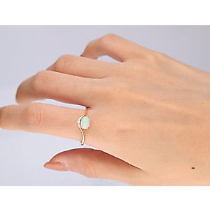 Gin & Grace 14K Yellow Gold Natural Ethiopian Opal Ring with Real Diamonds for women | Ethically, authentically & organically sourced (Round-cut) shaped opal hand-crafted jewelry for her |