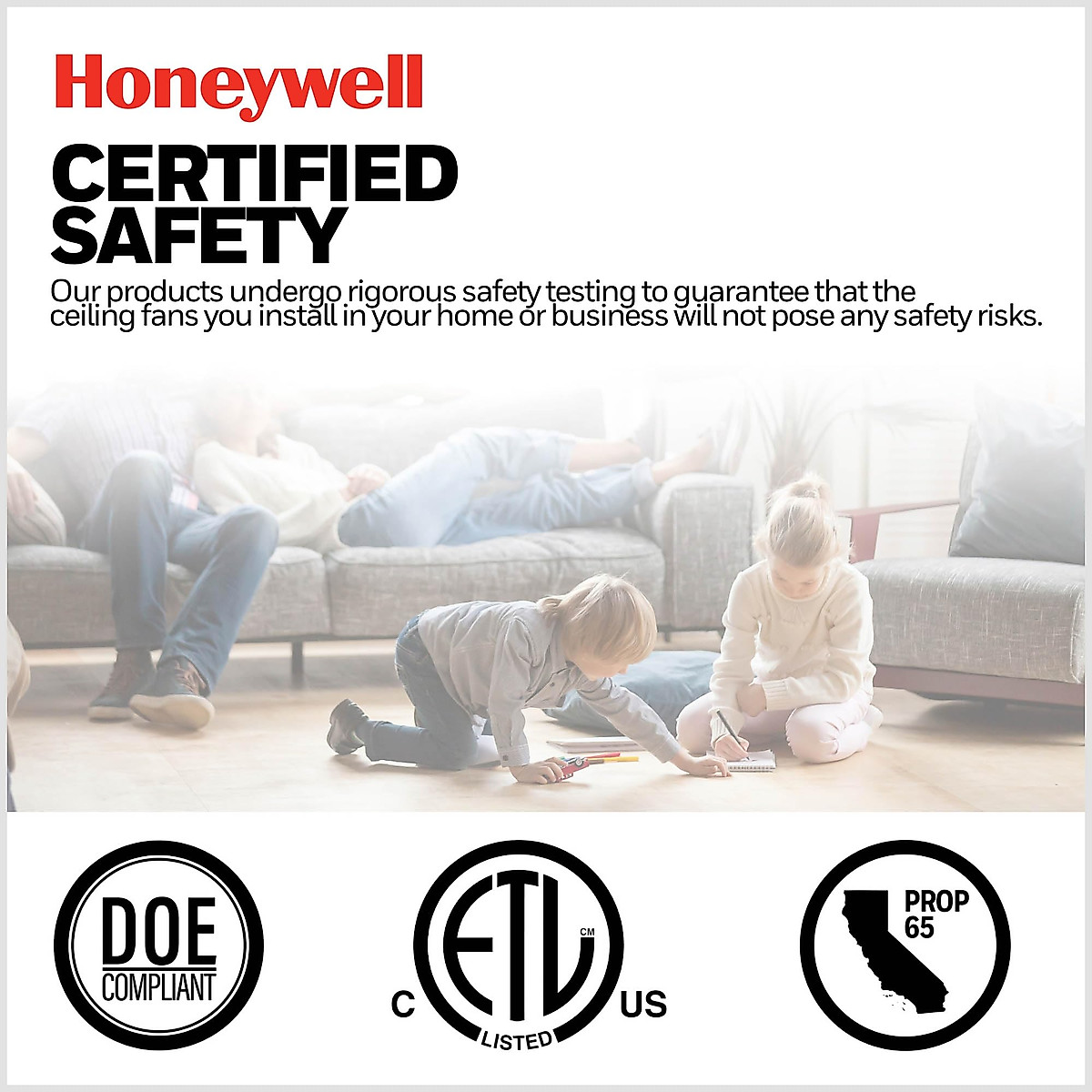 Honeywell Ceiling Fans Duval 52 Inch Ceiling Fan, Quick 2 Hang Indoor/Outdoor Ceiling Fan with Pull Chain, Tri-Mount 5 Blade Tropical Design, ETL Damp Rated, Bronze (50201-01)