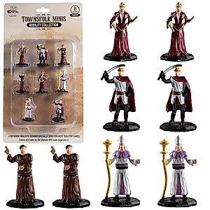 Townsfolk Mini Fantasy Figures - Nobility Class - 8pc Hand-Painted Non Player Character NPC Miniatures - 1" Hex-Sized Compatible w DND Dungeons Dragons, Pathfinder RPG Tabletop Games