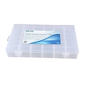 OULII Clear Plastic Jewelry Box Organizer Storage Container with Adjustable Dividers 36 Grids