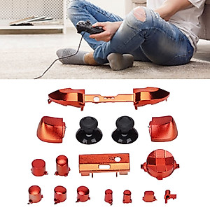 Game Handle Accessories, Compatible Beautiful Appearance Unique Durable Full Game Controller Plating Button Set for Series X(Electroplating red)
