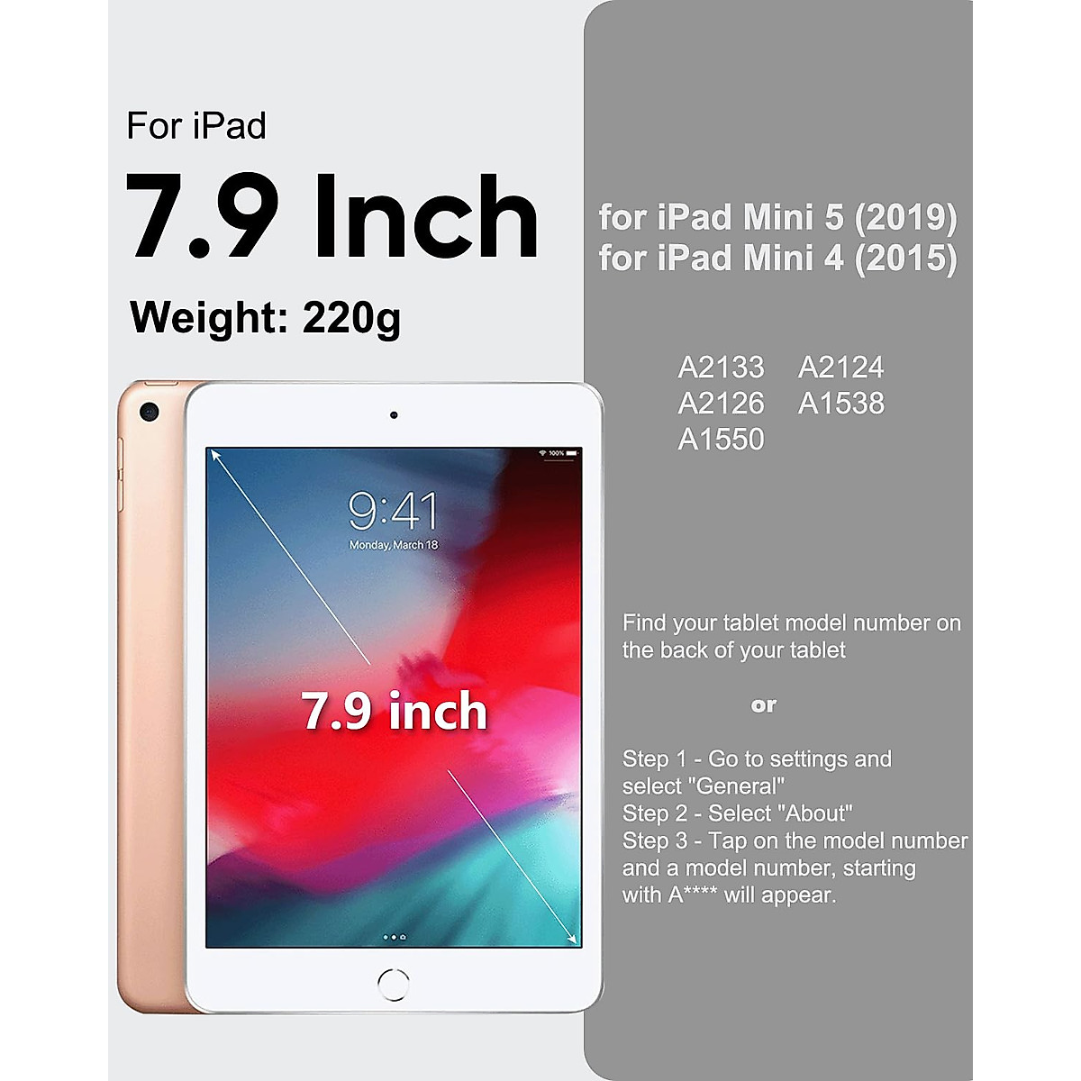 SEYMAC for iPad Mini 5 / Mini 4 Case 7.9", Sturdy Heavy Duty Shockproof Protection Folio Stand Case with Smart Cover Auto Sleep/Wake for iPad Mini 5th / 4th Generation, Black