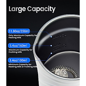 SAIBOKE Milk Frother, 4-in-1 Milk Frother and Steamer, 350ml/11.8oz Automatic Hot and Cold Foam Maker, Electric Milk Frother for Coffee, Latte, Cappuccino, Matcha, Hot Chocolate(White)