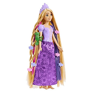 Mattel Disney Princess Rapunzel Fashion Doll with 2 Color-Change Hair Extensions & 10 Hairstyling Pieces, Inspired by the Disney Movie Tangled