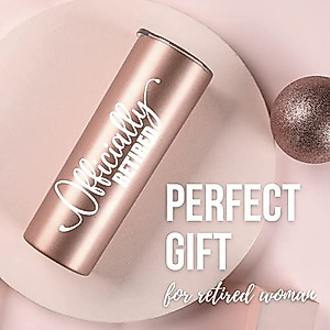 Onebttl Retirement Gifts for Women, Funny Retirement Tumbler 20oz, Retired Gifts for Coworkers, Grandma, Friends - Rose Gold (Retired)