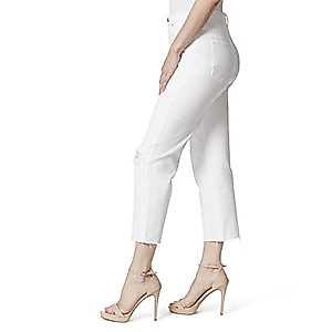 Jessica Simpson womens Spotlight High Rise Slim Straight Crop Jeans, White - Destruction, 27 US
