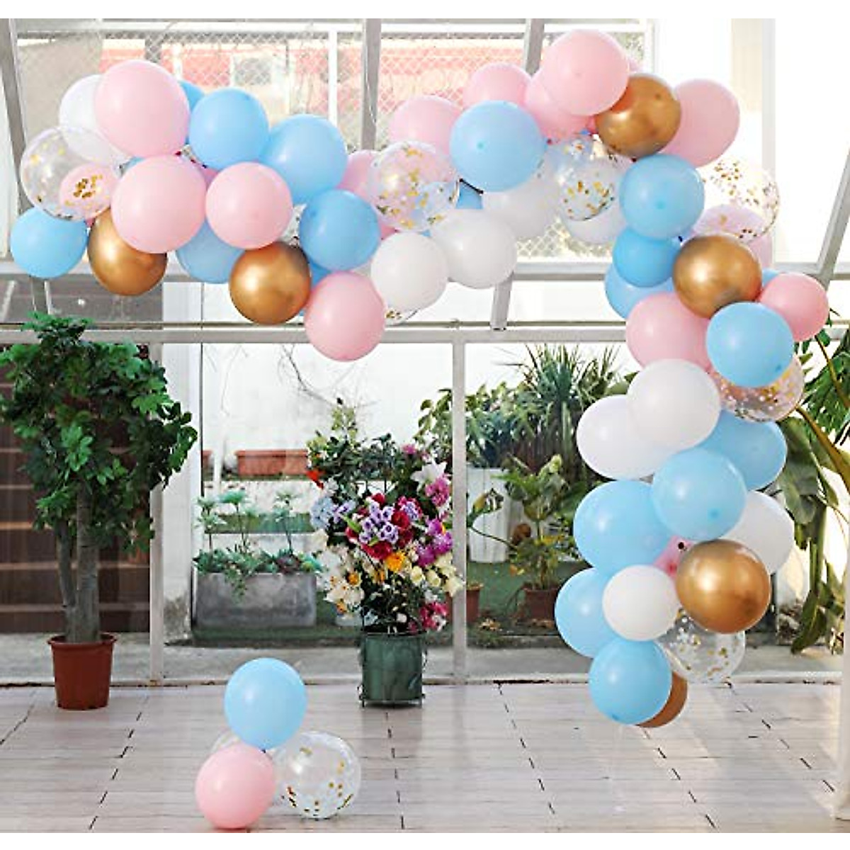 Gender Reveal Balloon Garland Kit, Gender Reveal Party Supplies Balloons Backdrop Including Light Blue Pink Gold Confetti Balloons for Gender Reveal Party Decorations