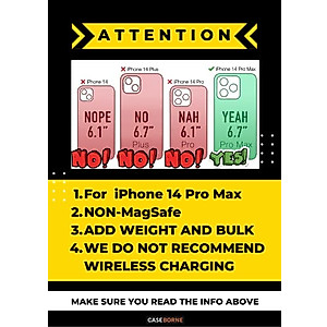 CaseBorne V Compatible with iPhone 14 Pro Max Case - Military Grade Full-Body Rugged with Kickstand and Built-in Screen Protector - Black