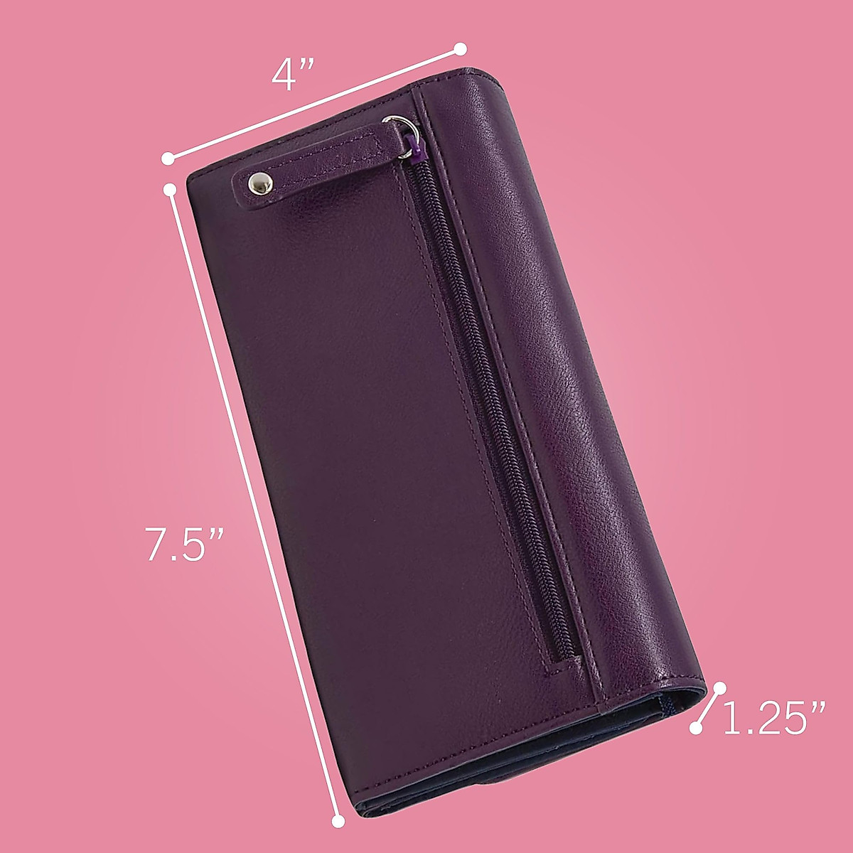 Nautica Money Manager RFID Slim Small Wallet for Women, Credit Card Holder with Coin Purse and Zipper Coin Pouch, Clutch Organizer in Plum