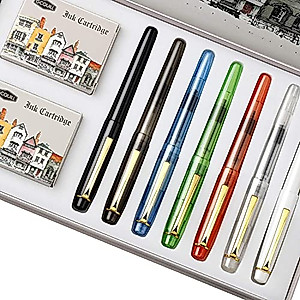 GC QUILL Calligraphy Set Fountain Pens 7 Different Size Nibs and 36 Assorted Ink Cartridges Kit for Calligraphy Lettering - Complete Easy Learning Set for Beginners F736