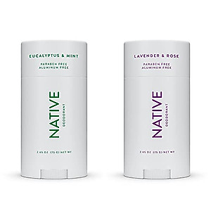 Native Deodorant | Natural Deodorant for Women and Men, Aluminum Free with Baking Soda, Probiotics, Coconut Oil and Shea Butter | Eucalyptus & Mint, Lavender & Rose - Variety Pack of 2