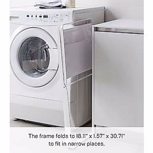 Yamazaki Home Tower Space Saving Storage Hamper, 27.6" - Steel - 9.8 Gallons, 35 Liters